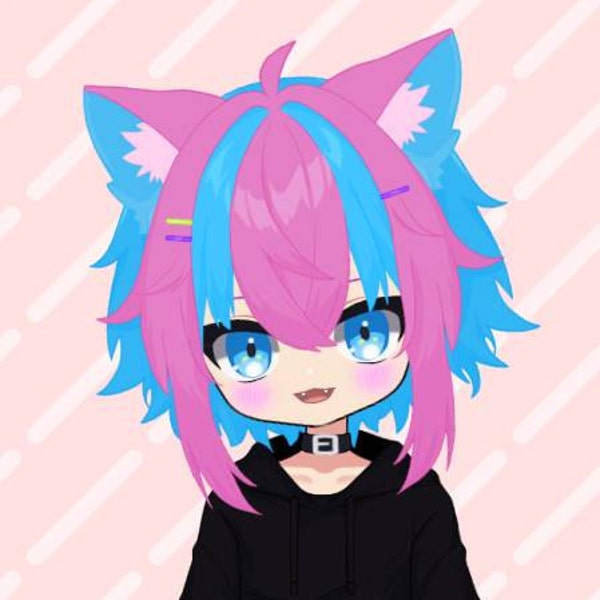 Cute Black Cat Vtuber Live2d Model / Premade / Customizable Vtuber ...