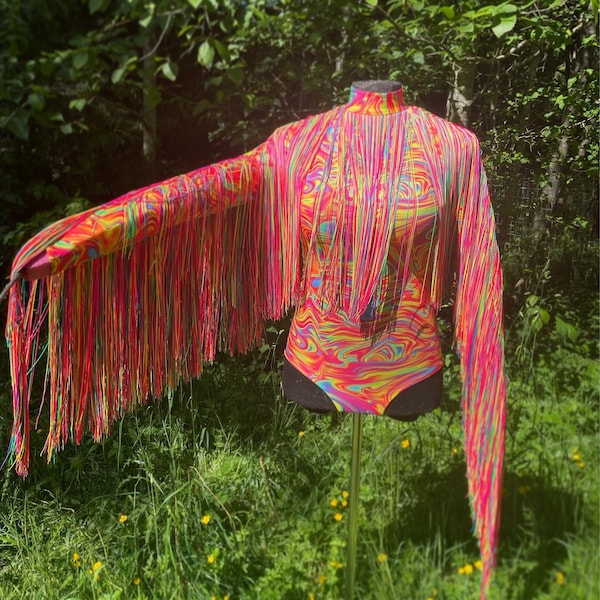 18" Inch Long Neon Rainbow Chainette Fringe in Fabric Trim for Flapper ...
