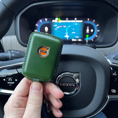 Volvo Covered Leather Key Fob Case Recharge V40 V60 V90 S60 S90 XC40 ...