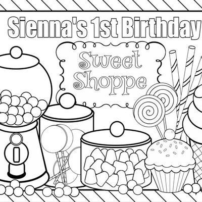 Personalized Sweet Shoppe Candy Coloring Page Birthday Party Favor ...