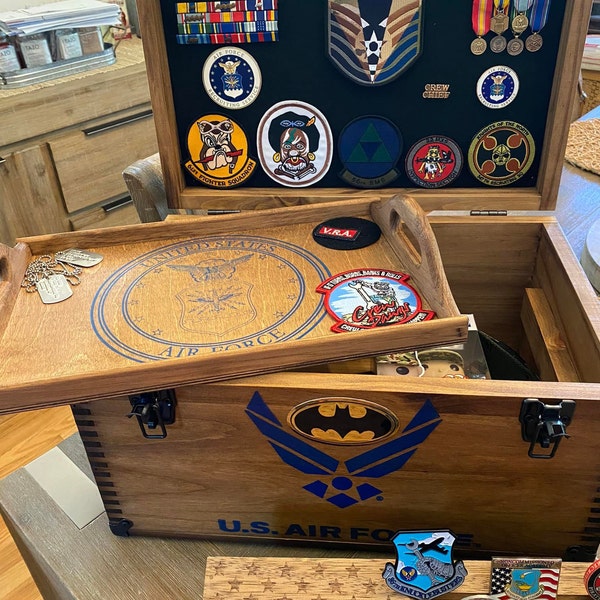 Air Force Keepsake Footlocker – Handcrafted Wood Military Memory Box ...