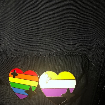 PRIDE Nonbinary Enby Sparkling Heart Emoji Enamel Pin - Etsy UK