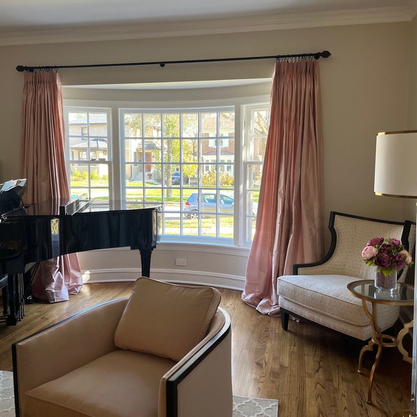 IHF Linen Solid Lined Grommet Pleated Extra Wide Panels Custom Curtains ...