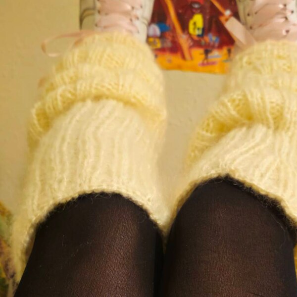 FUZZY MOHAIR Navy Blue Thick Tights Pants With Socks Fluffy Thick ...