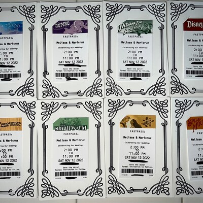 Disney Fastpass Rose Gold Save the Dates Wedding/birthday/shower/etc ...