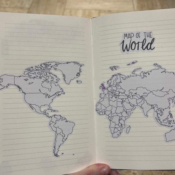 World Map Outline Sticker Colour-in Map, Travel Scrapbook Sticker ...