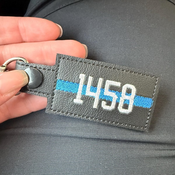 Personalized Thin Line Keychain - Police Badge Number TBL Law ...