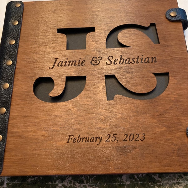 Monogram Photo Album Wedding Photo Album Scrapbook Album Wood Photo ...