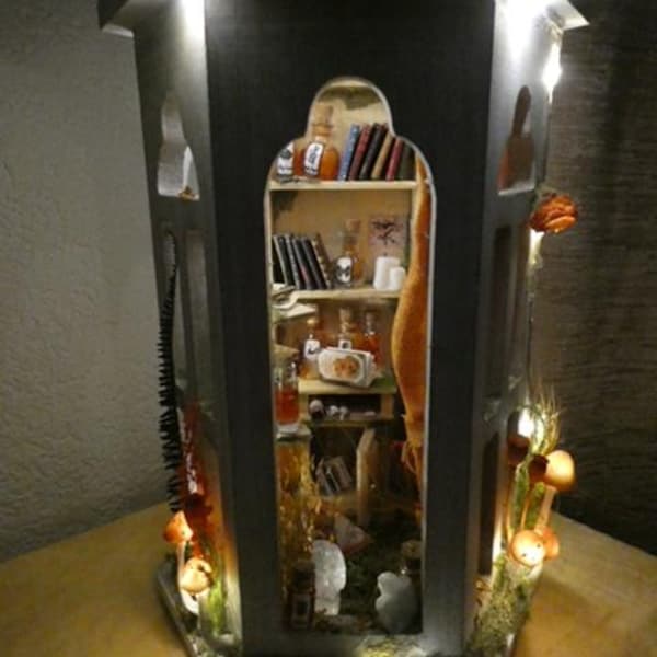 The House of Sorceress - Gothic Book Nook, Horror Lantern, Horror ...