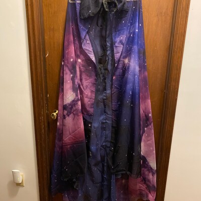 Purple Nebula Galaxy Cloak Vegan Silky Chiffon Celestial Constellations ...