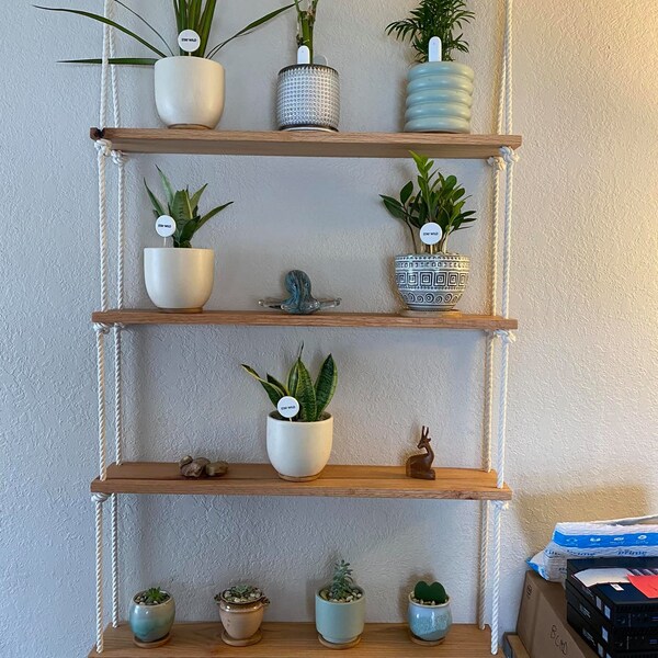 3-tier Cedar / Custom Rope / Hanging Shelf - Etsy