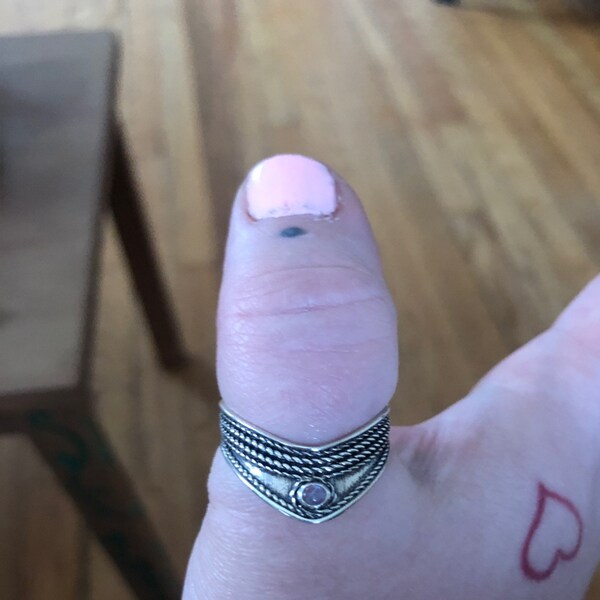 Thumb Ring, Chevron Moonstone Ring, Boho Sterling Silver Ring for Women ...