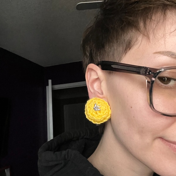 Crocheted Plug Mittens / Lobe Gloves / Ear Muffs With Bee Charm - Etsy