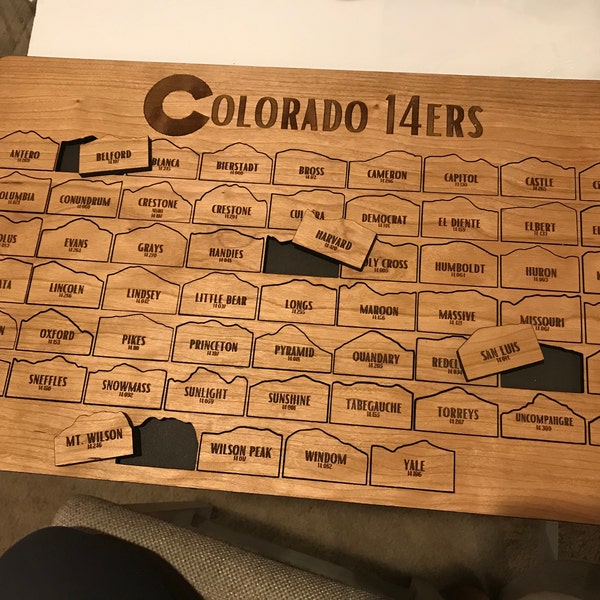 Colorado 14ers Peak Bagging Tracker Sign | 14,000 Ft 58 Mountain Hiking ...