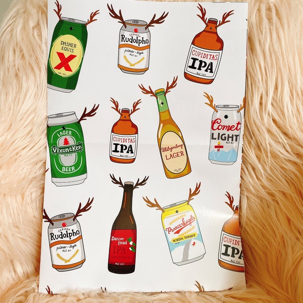 Reinbeer Gift Wrap, Beer Wrapping Paper, Funny Christmas Wrapping Paper ...