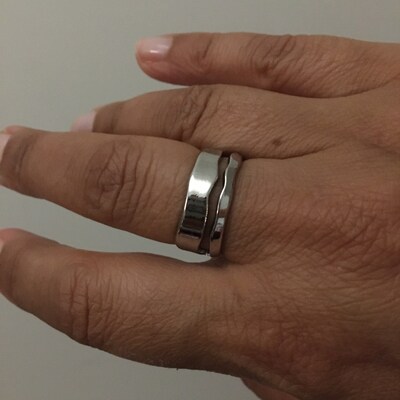 Silver Chunky Ring, Double Layer Ring, Silver Stacking Ring, Stackable ...