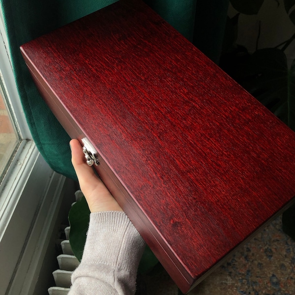 8 Compartments Wooden Box / Red Wooden Box / Wooden Tea Box / Keepsake ...