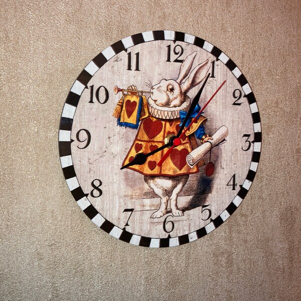 Quartz Wall Clock - White Rabbit - Alice in Wonderland - Etsy