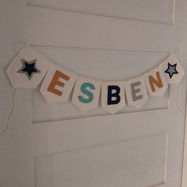 Boys Name Banner - Personalised Bunting - Nursery Decor - Felt Banner ...