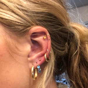 Gold Triple Forward Helix, 16g, 2mm 3mm 4mm Balls, Labret Studs, 6mm ...