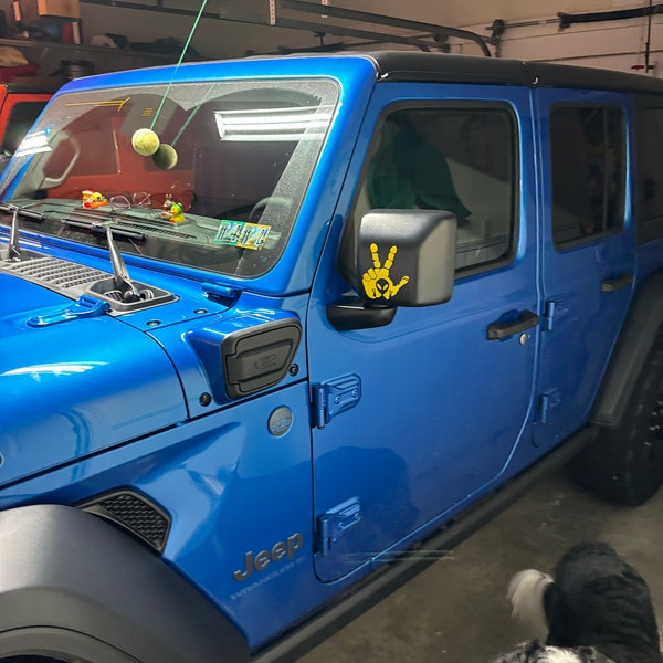 Alien Hand Wave Peace for Jeep Side Mirrors- Wave Decal - Set of 2 ...