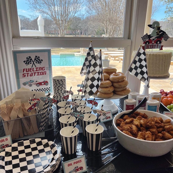 Vintage Race Car Paper Straws | Race Car Party Decorations, Fast One ...