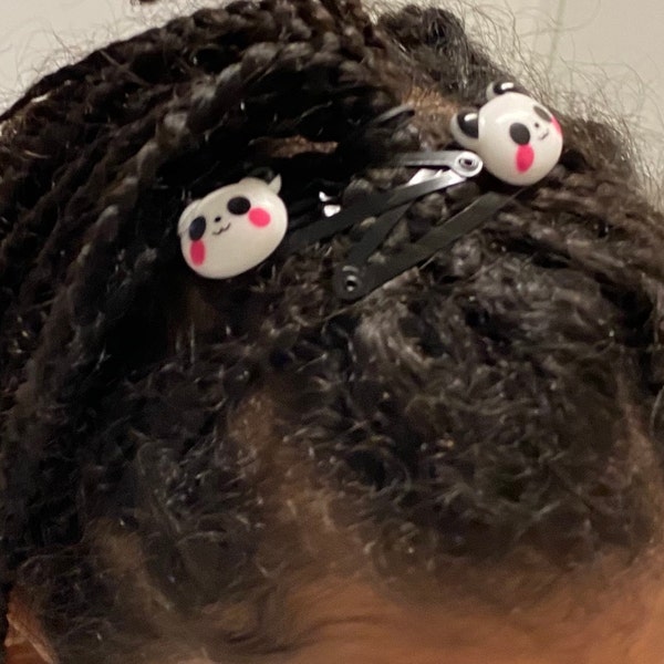 Panda Snap Hair Clips - Pack of 2 - Black - Etsy
