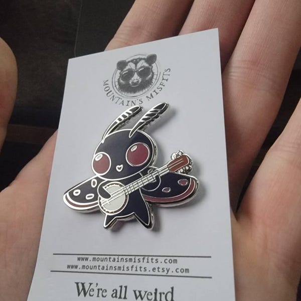 Mothman With Banjo Enamel Pin: Cryptidcore Accessory - Etsy