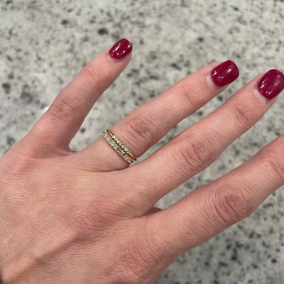 14k Stackable Natural Ruby Ring / Marquise Ruby Ring and Diamond Ring / Dainty Ruby Ring ...