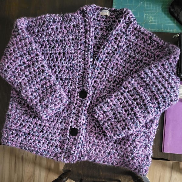 Simple Super Chunky Crochet Cardigan Pattern, Beginner Friendly, Size ...