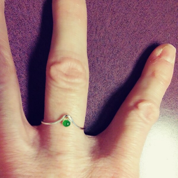 Chevron Ring, Stackable Ring, Birthstone Ring, Dainty Gemstone Ring, Minimalist Stackable ...