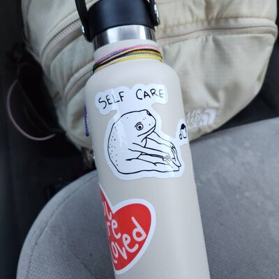 Funny Frog Self Care Sticker, Funny Frog Self Care Retro Sticker, Funny ...