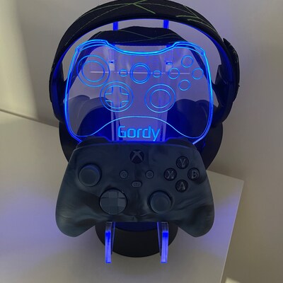 Personalised Neon Green Controller and Headset Gaming Station With ...