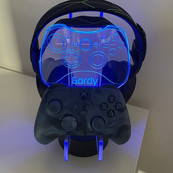 Personalised Neon Green Controller and Headset Gaming Station With ...