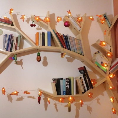 Live Edge Pine Tree Wall Bookcases, Reclaimed Wood Tree Bookshelves ...