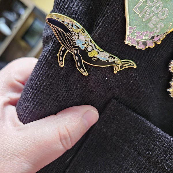 Harmony Whale Enamel Pin- Lillbits - Whale Pin - Etsy