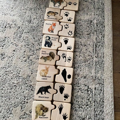 Animal Tracks Puzzle Wooden Puzzle Montessori Waldorf Stocking Stuffer ...