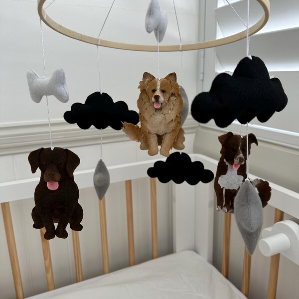 Custom Dog Baby Mobile, Personalized Baby Nursery, Puppy Baby Mobile ...