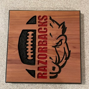 Arkansas Razorback Hog Sign Wooo Pig Sooie Wood Routed Sign Wood Sign ...