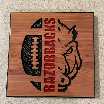 Arkansas Razorback Hog Sign Wooo Pig Sooie Wood Routed Sign Wood Sign ...