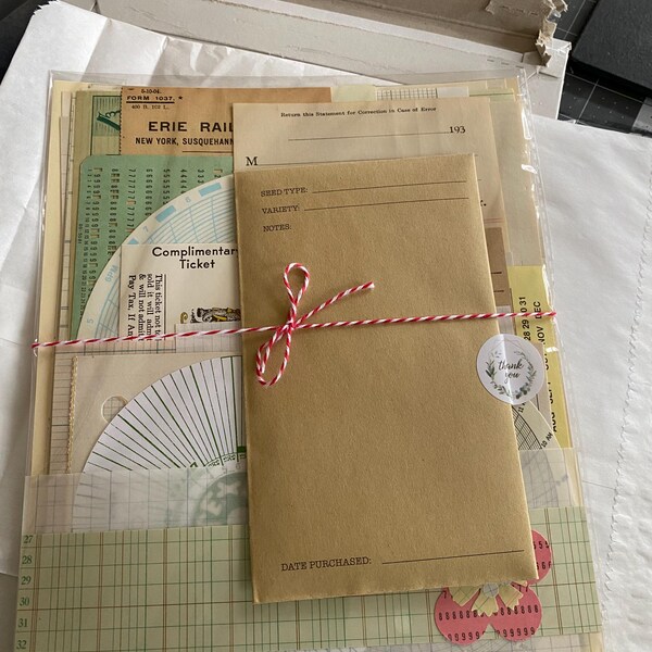 Vintage Ledger Graph Office Paper Scrap Pack Junk Journal Ephemera Kit ...