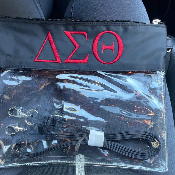 Delta Sigma Theta Sorority Clear Embroidered Stadium Crossbody Shoulder ...