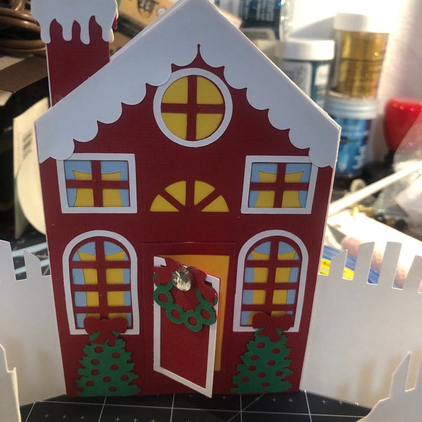 Holiday House Card in A Box 3D SVG - Etsy