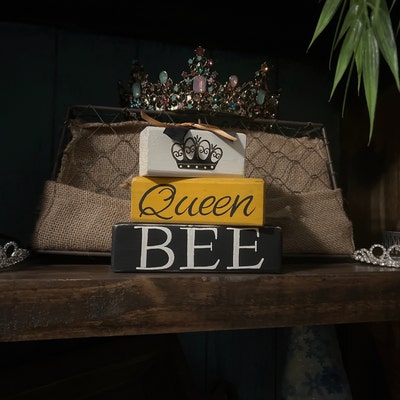 Queen Bee Crown Boss Woodenblock Shelf Sitter Stack - Etsy