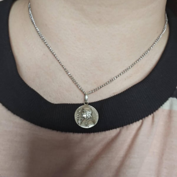 Sacred Heart of Jesus Christ Ruby and Crystal Pendant, Sterling Silver ...