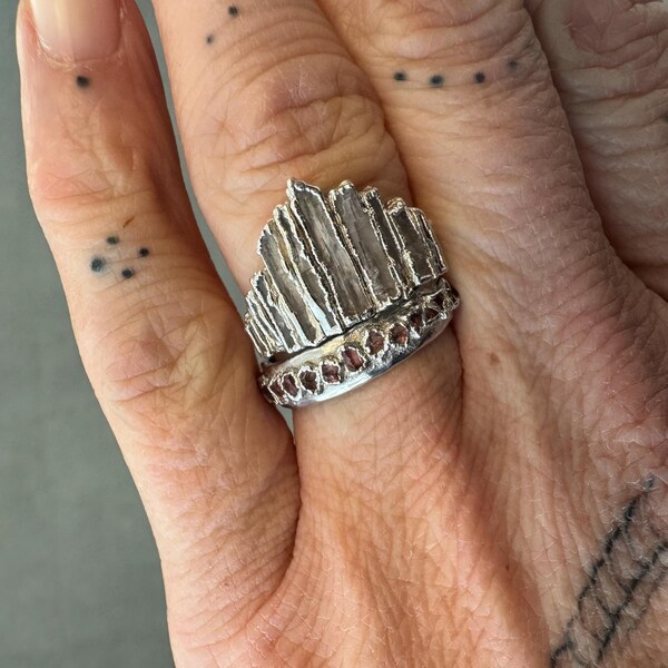 Kyanite Shield Ring Green Raw Crystal Crown Ring Natural Rough Kyanite ...
