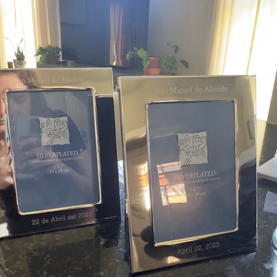 Personalized 5x7 Silver Plated Photo Frame With Wide Boarder With 2 ...