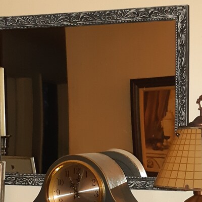 Vintage Farmhouse Style Mirror Rustic Distressed White Refurbished ...