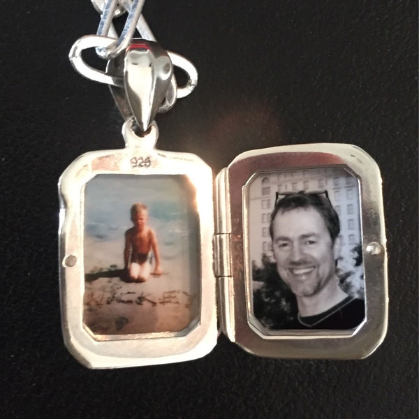Sterling Silver Rectangle Locket With Photo,antique Victorian Etched ...