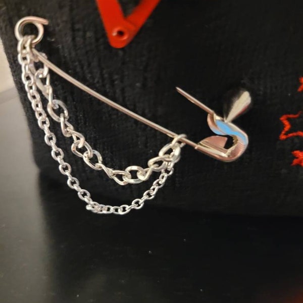Draped Chain Safety Pin Brooch Safety Pin Charm Safety Pin Bag Charm ...